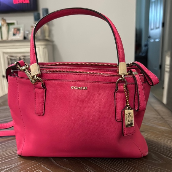 Coach | Bags | Coach Pink Satchel With Gold Hardware And Structured ...